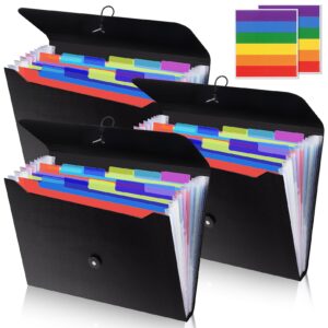 dyrfolm 3 pcs accordion folder 13 pocket expanding file folder,plastic accordion file organizer with labels,accordian filing folder,a4 letter size paper document receipt organizer for office home