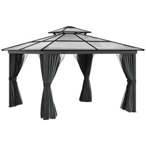 tbgfpo 10x10 hardtop gazebo outdoor gazebo canopy vented roof pergolas aluminum frame with curtains, for garden,patio,