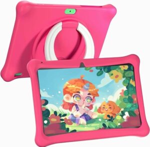 sgin 10 inch kids tablet, 2gb+64gb kids tablets with case, android 12 tablet for kids, wifi, dual camera, educational games，iwawa pre installed, parental control app (pink)