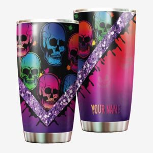 gbeelana personalized name halloween tumbler cup with lid, halloween home decor kitchen double wall vacuum insulated, stainless steel coffee tumbler cup