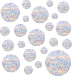 shawula 36pcs circle window clings - anti-collision window decals to save birds from window collisions,non adhesive prismatic vinyl window clings, rainbow stickers