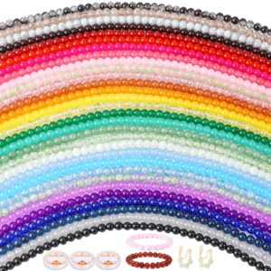 natonhi 1400pcs 30 color glass beads for jewelry making, 8mm round crystal glass bracelets making kit suitable for beginner bracelet making