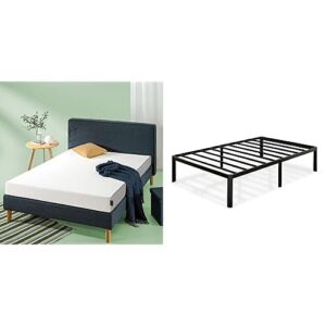 zinus 6 inch cooling essential foam mattress and van 16 inch metal platform bed frame/steel slat support/no box spring needed/easy assembly, twin