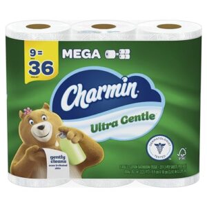 charmin ultra gentle toilet paper, 9 mega rolls, 231 sheets per roll