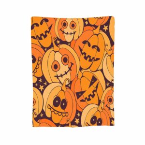 throw blanket 40x50 inch,happy halloween pattern with scary orange pumpkins on dark flannel soft cozy fluffy throw blankets and warm throws for adults in couch sofa bed 50x40 inch