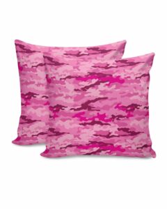 lusweet cotton throw pillow covers reversible set of 2, camouflage netting camo pink soft couch pillow covers for sofa bedroom living room 18 x 18 inch decorative cushion case home decor