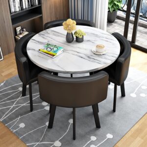 small conference room negotiation table sets,marble round table and pu backrest chair sets5-piece,office reception round table and lounge chair set,coffee table and chair set,for family apartment