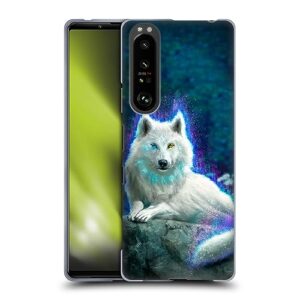 head case designs officially licensed anthony christou white wolf fantasy art soft gel case compatible with sony xperia 1 iii