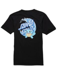 santa cruz x pokémon youth midweight s/s t-shirt water type 1 skate shirt, black, size: medium