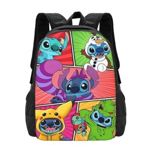 cute stitch laptop backpack cartoon anime 3d printed backpacks for adults travel camping hiking daypack multifunctional shoulder bag