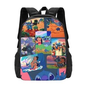 cartoon anime backpack for stitch large capacity portable anime laptop bag cute lightweight outdoor travel backpack casual