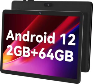 sgin android 12 quad-core processor 1.6ghz, 10 inches tablet computer ips display, 2gb ram 64gb rom, 5000mwh battery, tf card 32gb expansion, wifi, gps, black, bluetooth