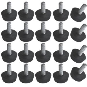 holmgillick 20pcs m8 thread adjustable furniture levelers, galvanized steel with black pp non-skid base, suitable for tables, chairs, cabinets