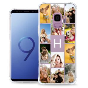 custom crystal clear case for samsung galaxy s9 plus name initial collage multiple photos, thin slim shockproof protective transparent sam sung gs9 s 9+ phone cover 5.8/6.2 inch