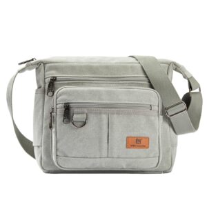 anti-theft crossbody bag, rfid messenger bag with water bottle holders, 13 inch shoulder laptop bag w/built-in wallet for work, travel, tool, commute, camera, grey