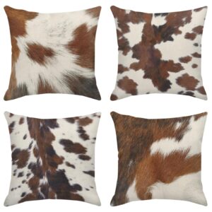 sanwarm throw pillow covers home decor set of 4 cow animal retro farm camouflage cow animal pillow cases decorative 18 x 18 inches outdoor cushion couch sofa pillowcases