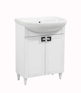 sample of cabinet finish | modern free standing bathroom vanity with washbasin | woodmix white matte collection | non-toxic fire-resistant mdf-no mirror included