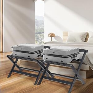 alapur 2 pack folding luggage rack for guest room with back, foldable suitcase stand holder for bedroom, living room, hotel essentials