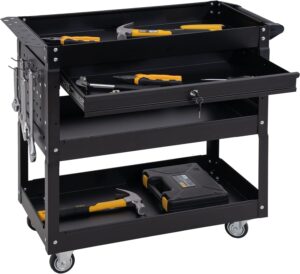 sun & summer tool chest with wheels, rolling 3-tier tool box with wheels 330 lbs capacity heavy duty utility industrial service cart with locking system drawer for garage, warehouse & repair shop