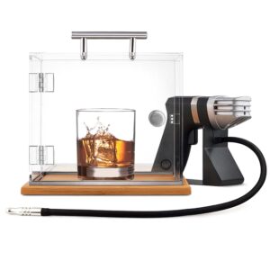 sigval the smoking cube - cocktail smoker and smoking box kit, magnetically removable display board, with wood chips