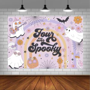 lofaris halloween four ever spooky first birthday party backdrop girls 4st birthday background groovy halloween boo princess 4 years old birthday party supplies 5x3ft