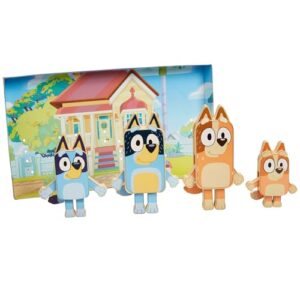 bluey wooden character figures – 4 colorful wooden figures – fsc certified for children 3 years and up