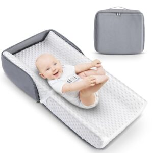 portable baby diaper changing pad with soft cover & handle, waterproof lining foam contoured changing table pad for dresser, prefect gift for travel outdoor (32”×16”)