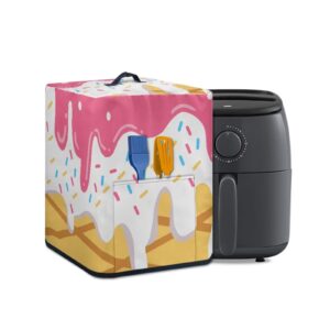 fkelyi ice cream funny design air fryer cover,dust-proof kitchen appliance air fryer cooker covers with storage pocket