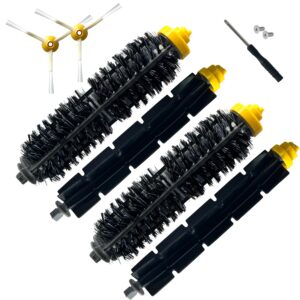 replacement brushes parts compatible with irobot roomba 600 & 700 series 614 630 635 640 645 650 660 675 680 690 695 760 770 780 robot vacuum cleaner, 2 sets bristle & beater brush + 2 side brush