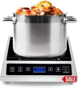 1800w commercial induction cooktop stainless steel burner countertop temp settings from 140°f to 465°f 120v stove electric burner nsf-certified with lcd screen and anti-skip surpace