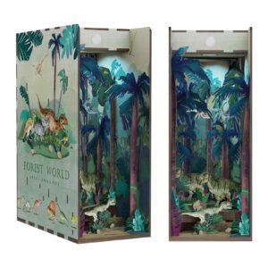 desmond 3d book nook kit, forest world epic dragons diy miniature dollhouse kit bookshelf insert personalized assembled bookends wooden puzzle miniature kit