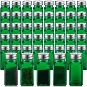 hushee 40 pcs retro style salt and pepper shakers bulk set 2 oz clear glass salt shaker with stainless steel lids for kitchen counter table restaurant hold various condiments(green)