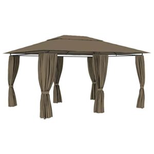 garden marquee with curtains,outdoor gazebo, hardtop gazebo,backyard gazebo,patio gazebo,grill gazebo,for barbeque, patio, deck,garden party,markets,13.1'x9.8' taupe 0.6 oz/ft²