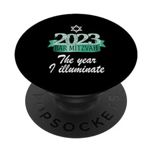 2023 bar mitzvah quote festive black turquoise decor popsockets standard popgrip