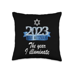 2023 bar mitzvah gifts & decorations for boys 2023 bar mitzvah quote festive black blue decor throw pillow, 16x16, multicolor