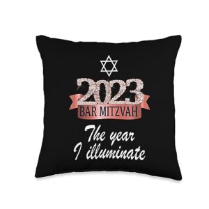 2023 bar mitzvah gifts & decorations for boys 2023 bar mitzvah quote festive black rose decor throw pillow, 16x16, multicolor