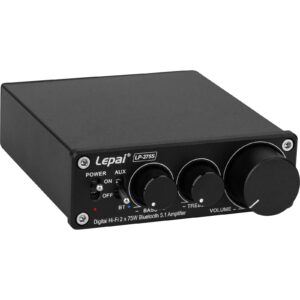 lepai lp-275s digital hi-fi 2 x 75w bluetooth 5.1 amplifier with power supply