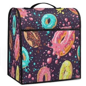 dxtkwl pink donut chocolate theme coffee maker cover dust protection,cute coffee machine cover with pockets and top handle， easy clean 14.6 * 11.2 * 17inch