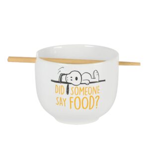 peanuts snoopy 6" foodie ramen stoneware noodle bowl w/chopsticks