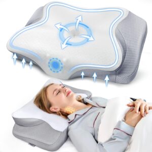 muzsoul cervical pillow for neck & shoulder pain relief sleeping - ergonomic memory foam pillow orthopedic neck support pillows for side sleepers with breathable pillowcase