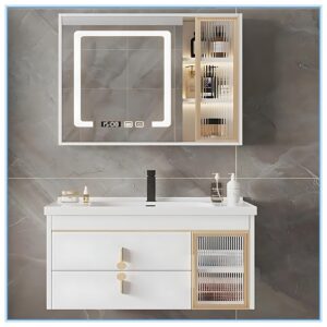 zgnbsd floating bathroom vanity with sink - modern bathroom vanity contains smart led defog mirror | solid wood freestanding bathroom vanity (white, 24'')