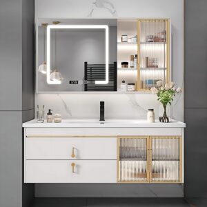 zgnbsd floating bathroom vanity with sink - modern bathroom vanity contains smart led defog mirror | solid wood freestanding bathroom vanity (white, 44'')