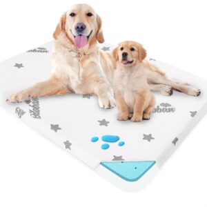 biloban dog bed, 38" x 26", waterproof, memory foam, rectangular, white star pattern mat for large dogs, indoor use