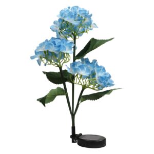 lyexd solar garden lights outdoor waterproof, 3 head hydrangea decorative lights floor mount led solar flower lights w/ground insertion, outdoor solar lights for yard garden,parks,rooftops,blue