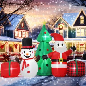 zoos christmas inflatables outdoor decorations 8x5ft inflatable christmas yard decorations lighted inflatable christmas tree snowman santa claus gift box, inflatable outdoor holiday yard decorations