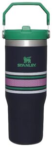 stanley iceflow stainless steel tumbler - vacuum insulated water bottle for home, office or car reusable cup with straw leak resistant flip cold for 12 hours or iced for 2 days, navy mesh, 30oz