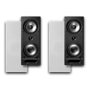 polk audio 265-rt 3-way in-wall speakers - the vanishing series | 2 speakers | easily fits in ceiling/wall | use in front, rear or as surrounds | white, paintable grille