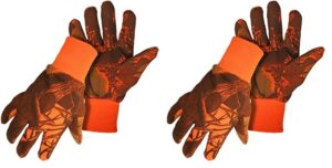 boss men's blaze orange camouflage jersey cotton knit wrist work gloves, durable, clute cut design, extreme comfort, large, (4101al) (pack of 2)