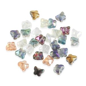 rired 27 butterfly beads charms for jewelry making, 200pcs 8mm(0.32") small glass beads for crafts, colorful cute spacer pony beads for bracelet charms, necklace, earring, head jewelry…