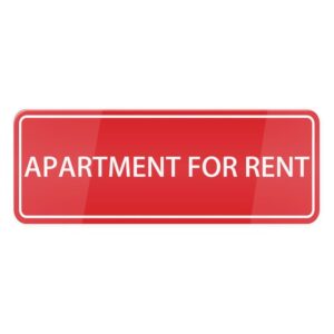 apartment for rent sign for house door, plastic self-adhesive signs for business home, 3 x 10 inches acrylic for office gate window